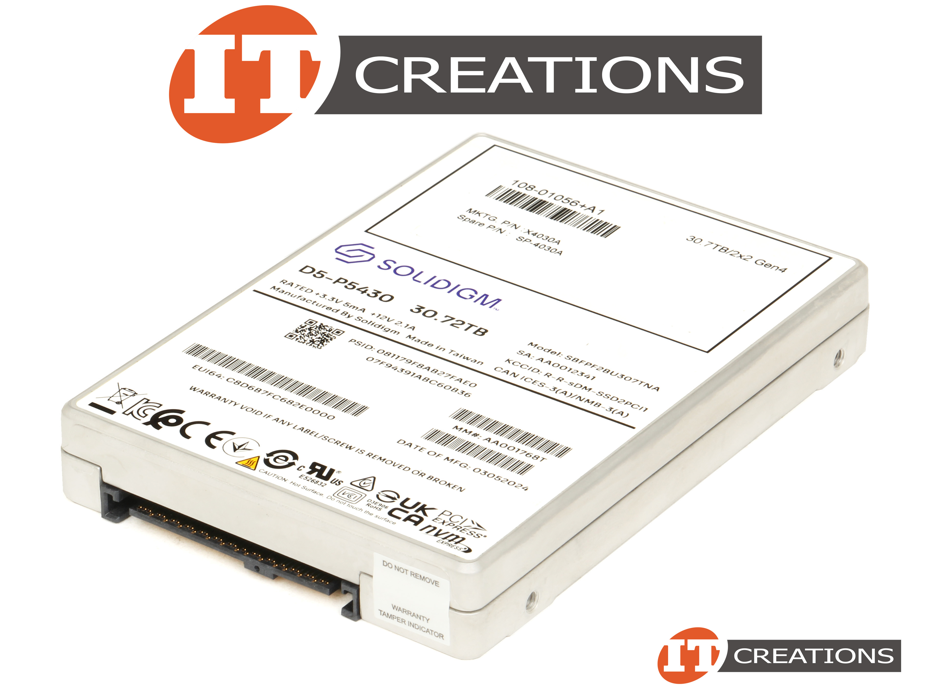 SBFPF2BU307TNA-NETAPP - Refurbished - Netapp 30.72TB 192l QLC PCIE Gen4 X4 NVME U.2 SFF-8639 2.5 ...