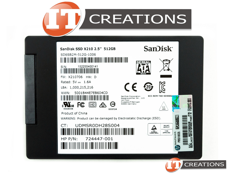 SD6SB2M-512G-1006-HP - New - HP / SANDISK 512GB MLC SATA III 2.5 INCH ...