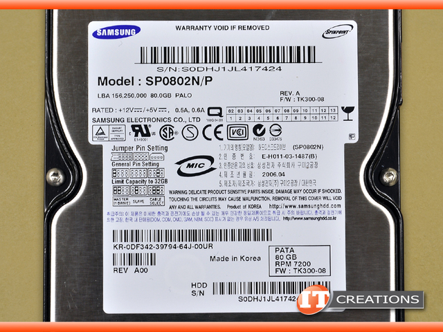 SP0802N Samsung 80GB 7.2k RPM Pata 3.5 Inch Hard Drive (sp0802n/p)