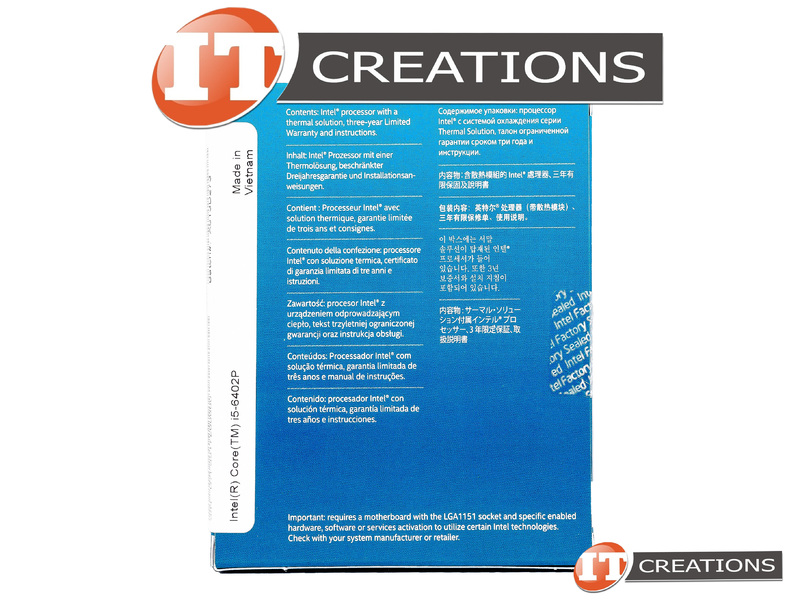 SR2NJ-RETAIL - Retail - Intel Core I5 Quad Core Processor I5-6402p 2.80GHZ 6MB Cache 8 Gt/s Dmi3 ...