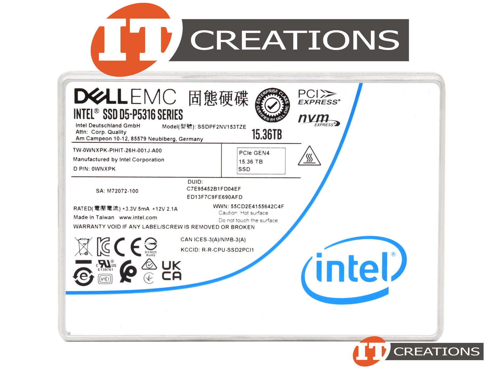 SSDPF2NV153TZE-DELL - Refurbished - DELL EMC / Intel 15.36TB 144l QLC ...