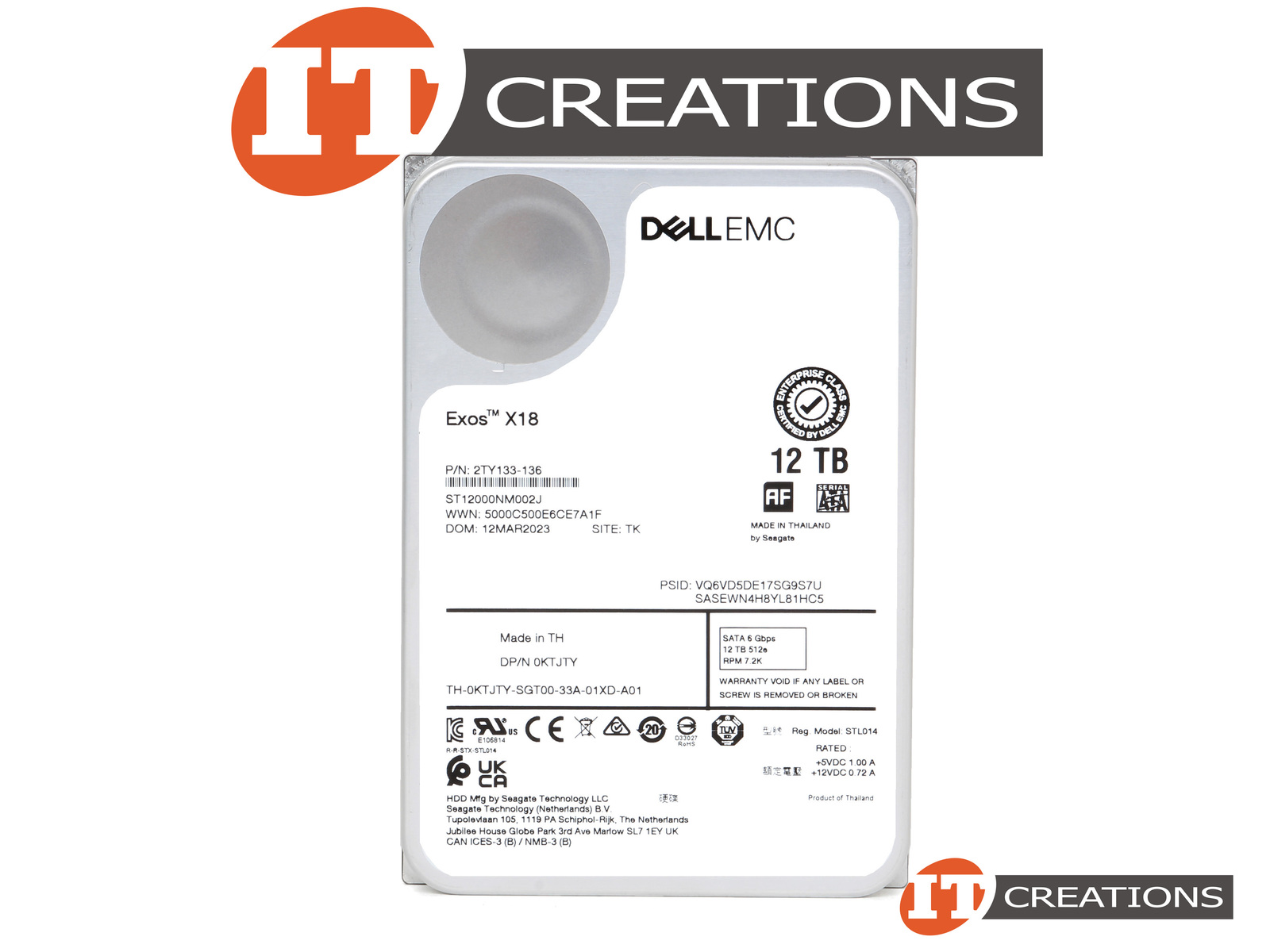 ST12000NM002J-DELL - Refurbished - DELL EMC / Seagate 12TB 7.2k RPM ...