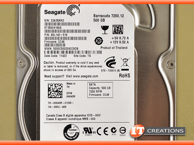ST3500418AS-DELL DELL 500GB 7.2K RPM SATA 3.5 INCH HARD DRIVE (DUAL ...