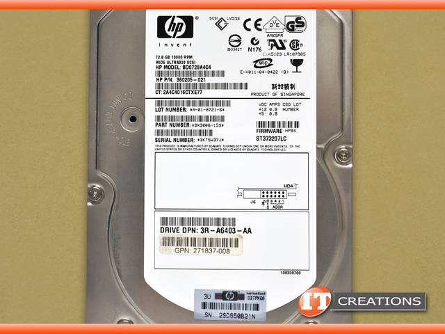 ST373207LC-HP HP 72.8GB 10K RPM 3.5 Scsi Hard Drive (dual Label / HP ...