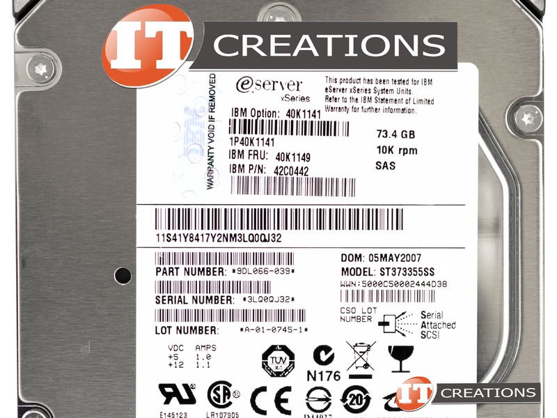 ST373355SS-IBM - Used - IBM / SEAGATE 73GB 10K RPM SAS 3.5 INCH LARGE ...