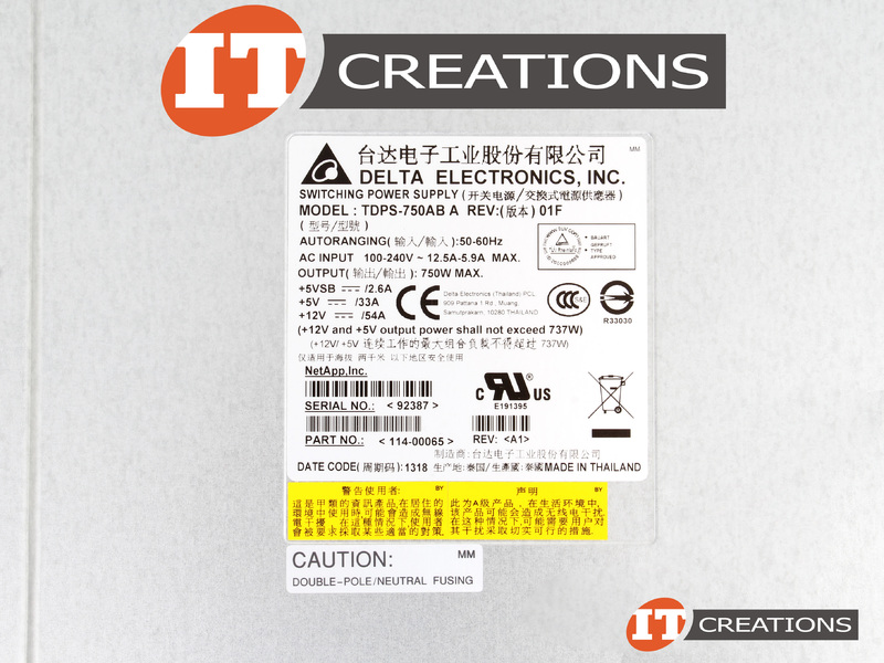 TDPS-750AB-NETAPP Netapp / Delta Power Supply 750w Input 100-240v 12.5 ...