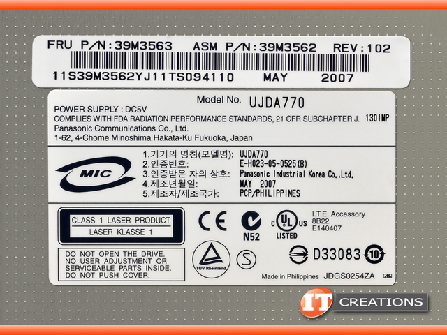 UJDA770 IBM Optical Drive Internal CD-RW / DVD Slimline Drive For IBM ...
