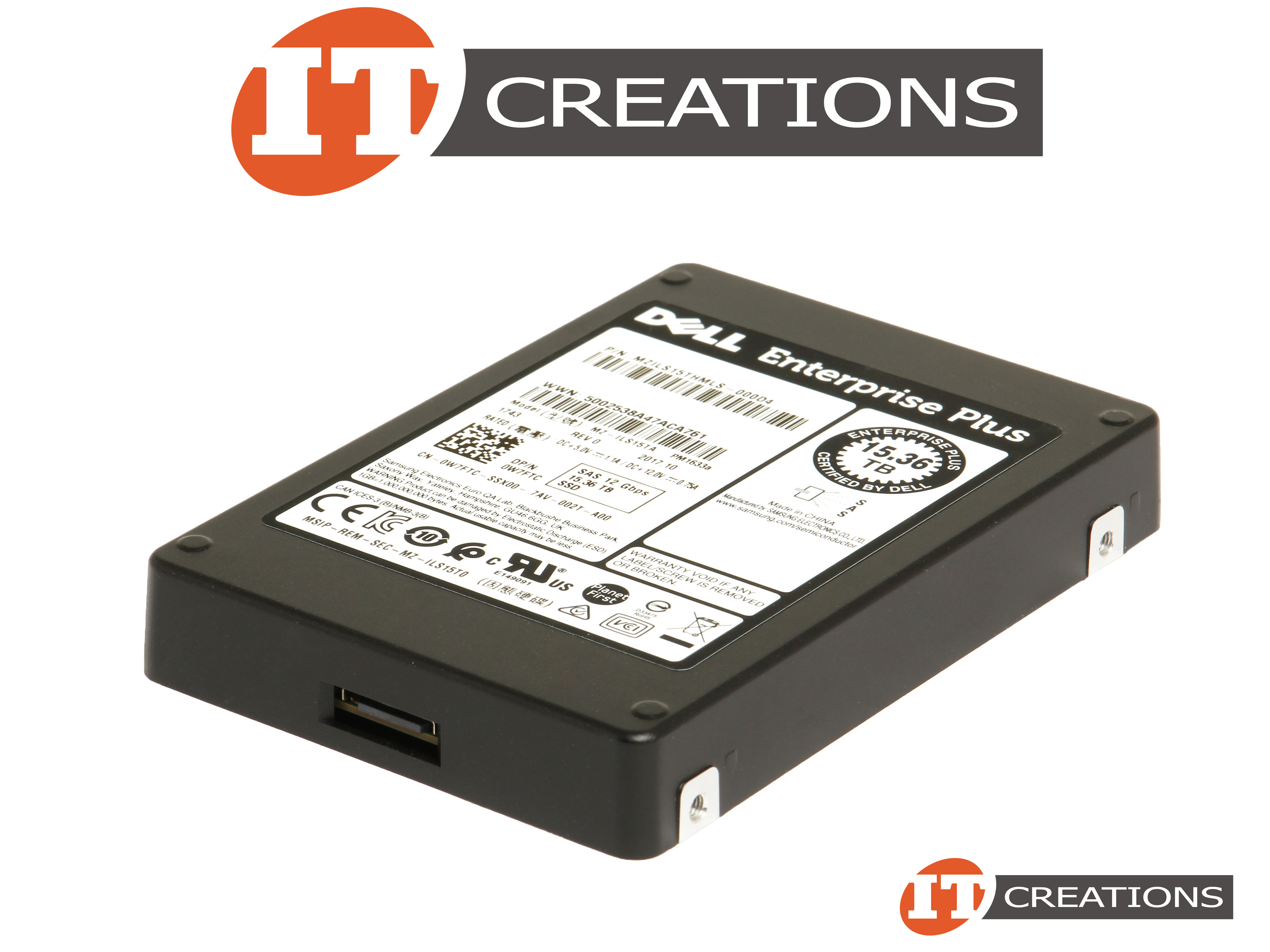 W7FTC - Used - DELL / Samsung 15.36TB V-Nand TLC SAS III 2.5 Inch Small ...