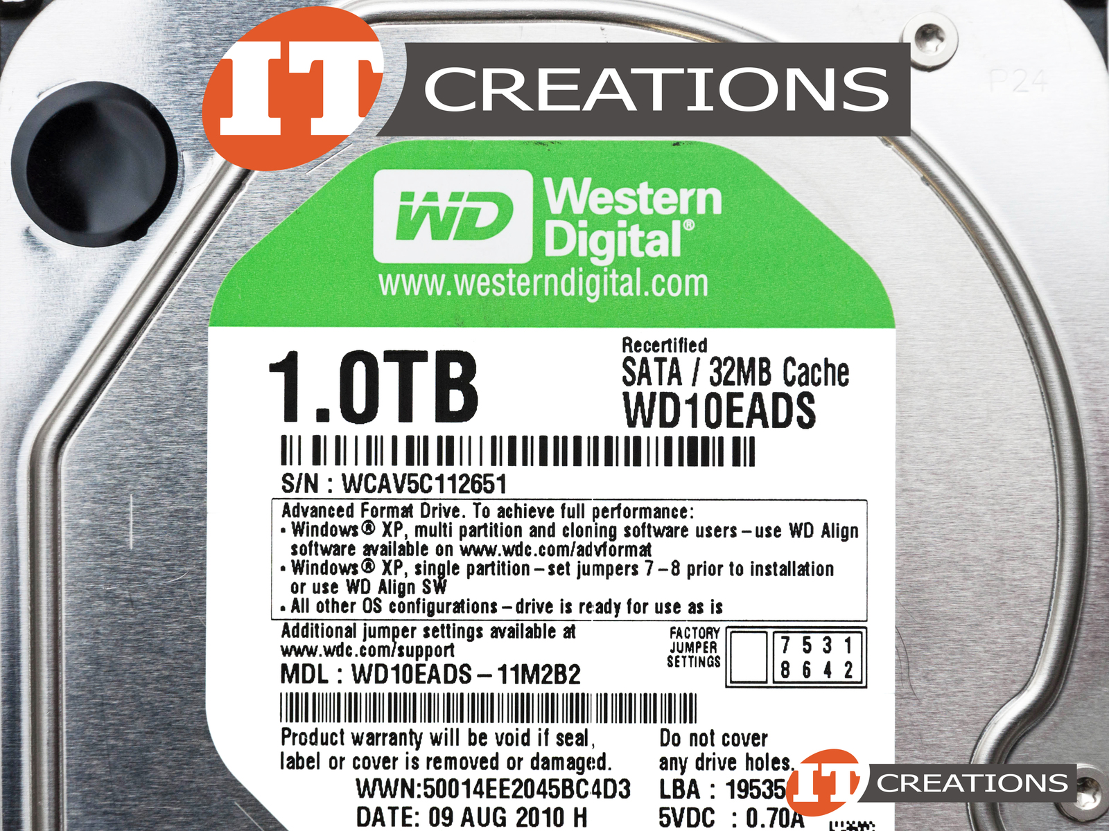 WD10EADS - New - WESTERN DIGITAL 1TB INTELLIPOWER SATA II 3.5 INCH LARGE FORM FACTOR LFF WD ...