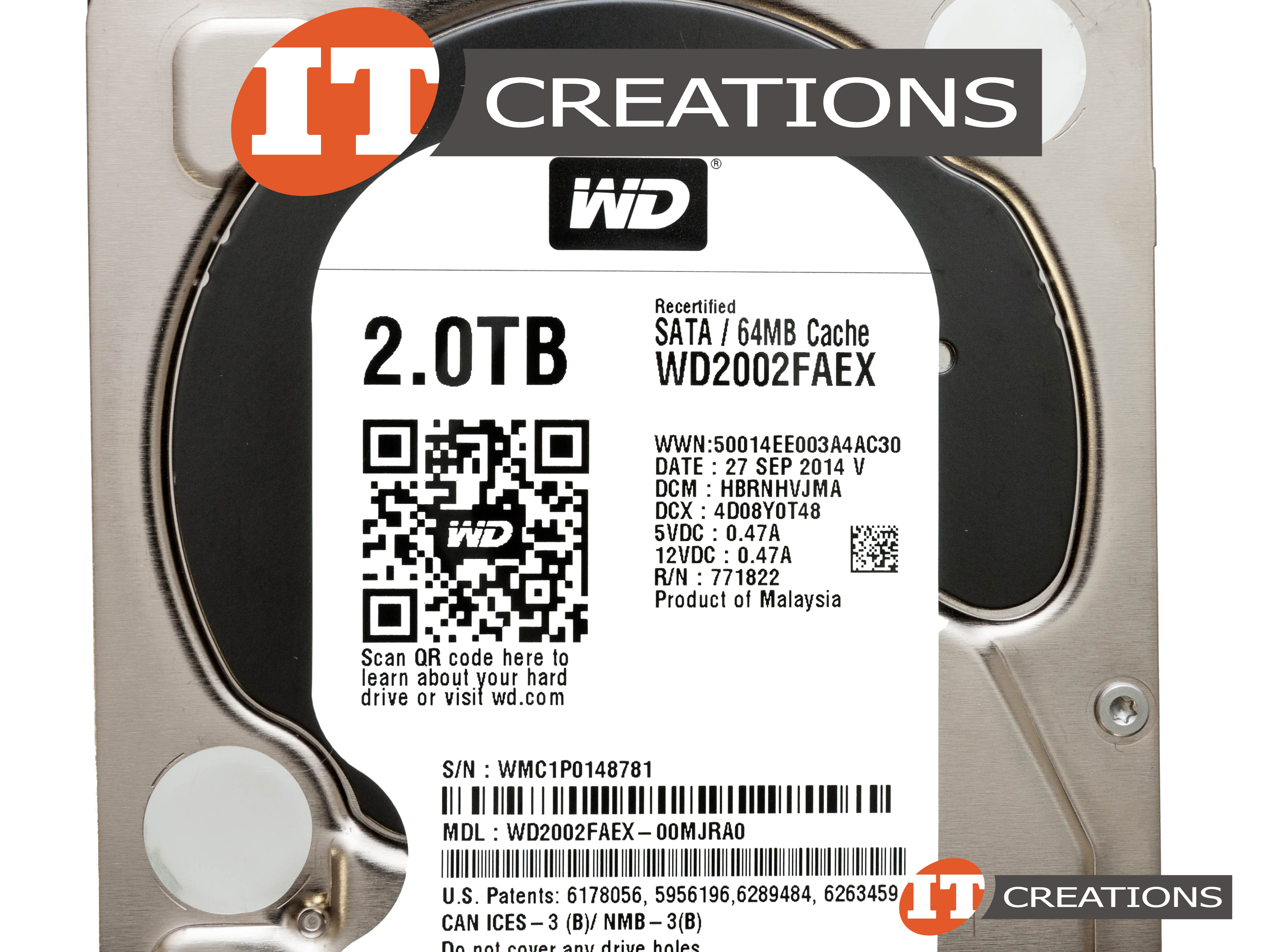 WD2002FAEX-00MJRA0 - Used - Western Digital 2TB 7.2k RPM SATA III 3.5 ...