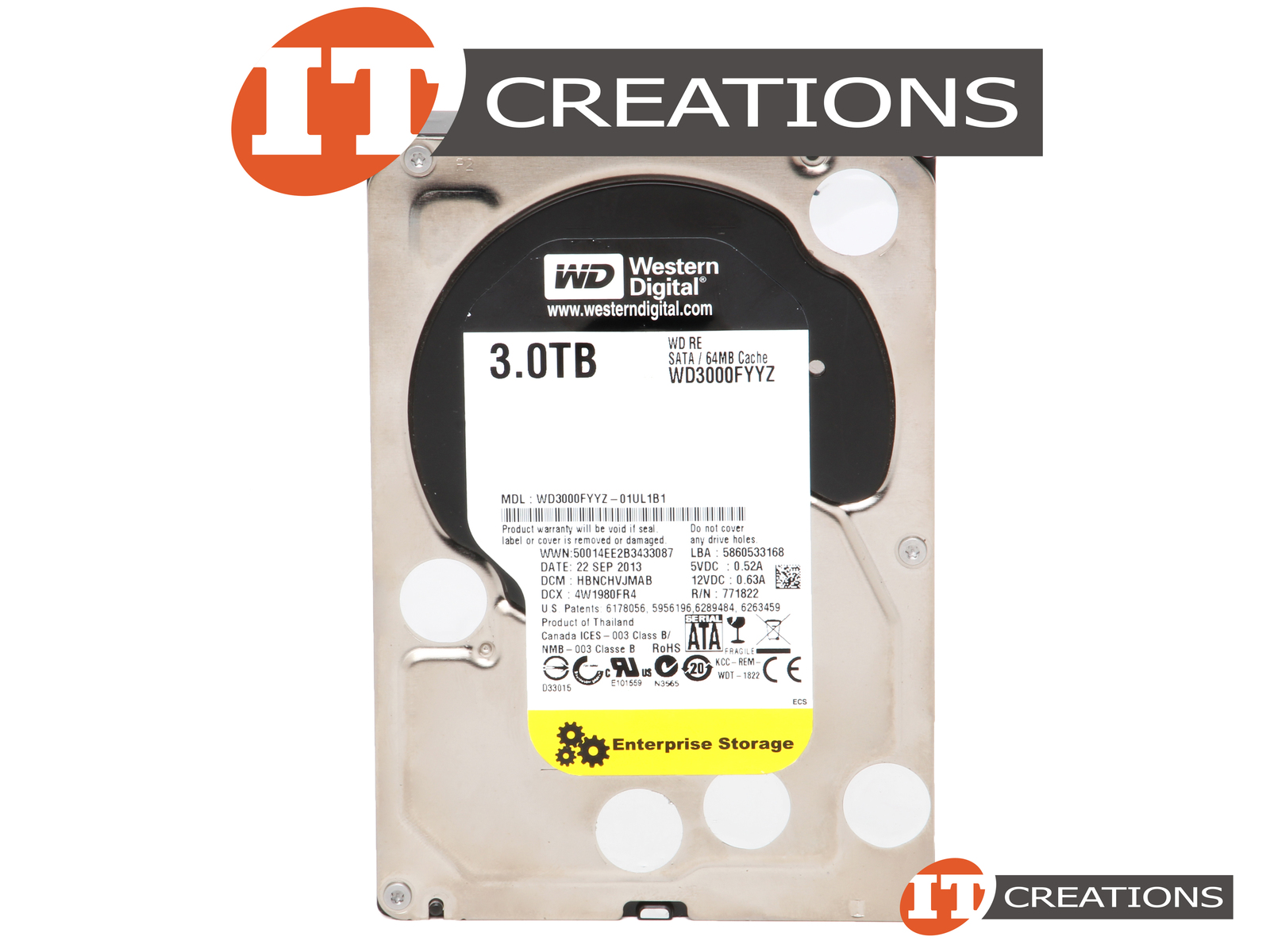 WD3000FYYZ - Used - Western Digital 3.0TB 7.2k RPM SATA III 3.5 Inch Large Form Factor LFF WD RE ...