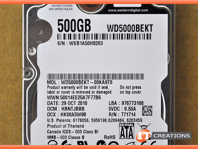 WD5000BEKT WESTERN DIGITAL 500GB 7.2K RPM SATA 2.5 INCH HARD DRIVE