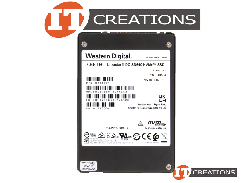 WUS4BB076D7P3E3 - New - Western Digital 7.68TB 96L TLC PCIE 3.1 X4 NVME ...