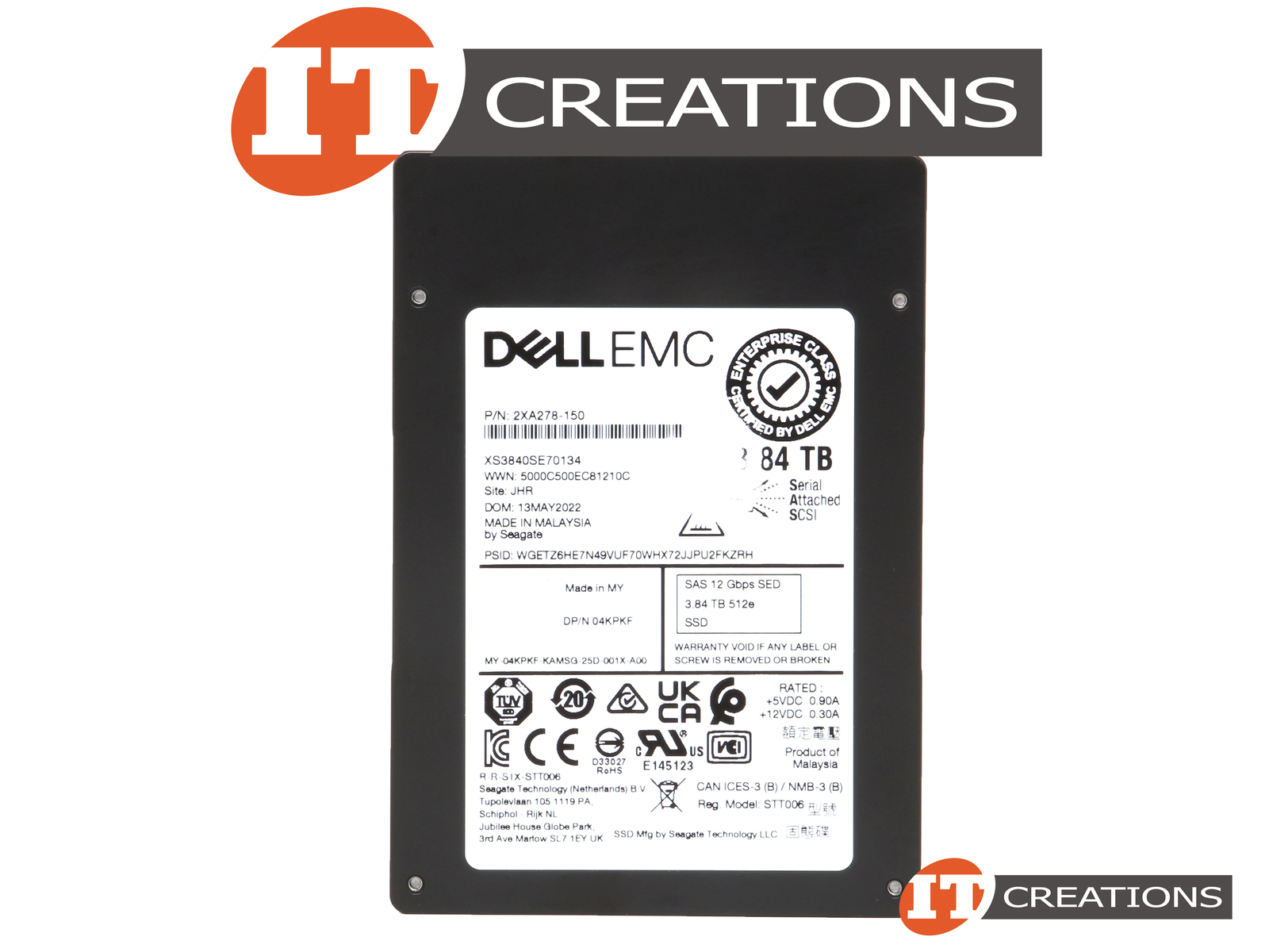 XS3840SE70134-DELL - Refurbished - DELL EMC / SEAGATE 3.84TB TLC SAS ...
