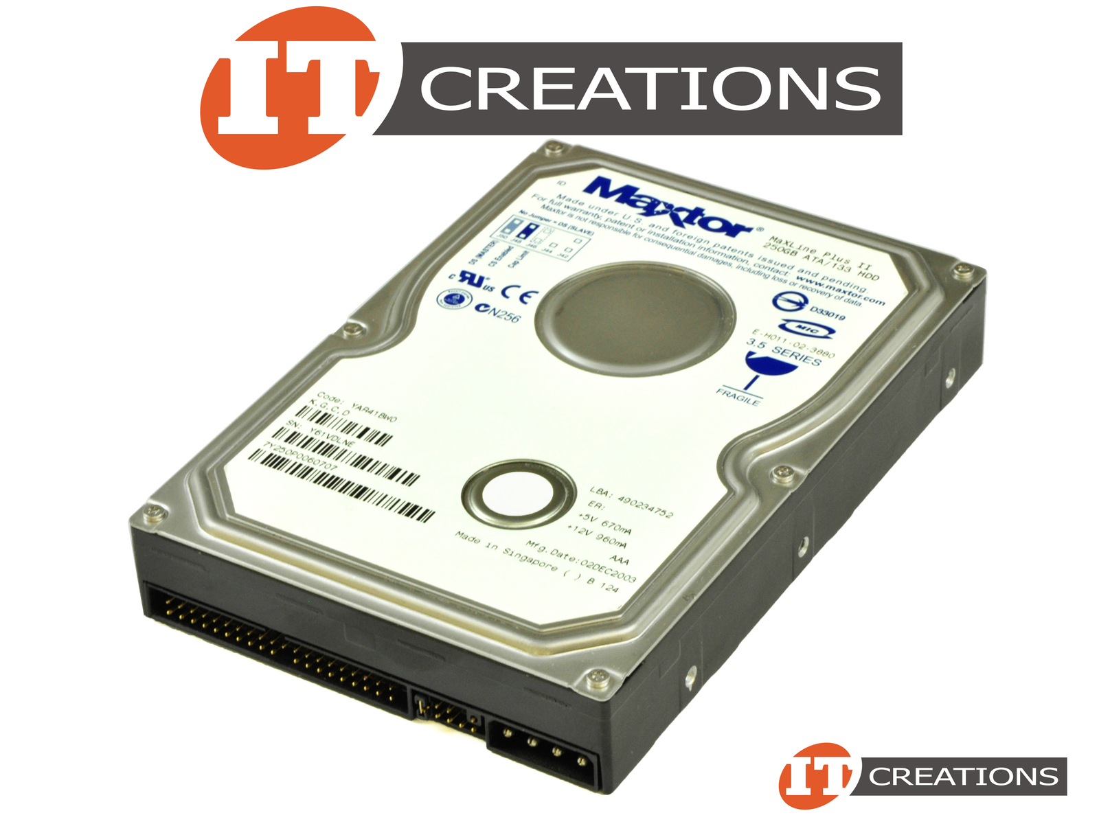 YAR41BW0 Maxtor 250GB 7.2k RPM ATA 133 3.5 Inch Large Form Factor LFF ...